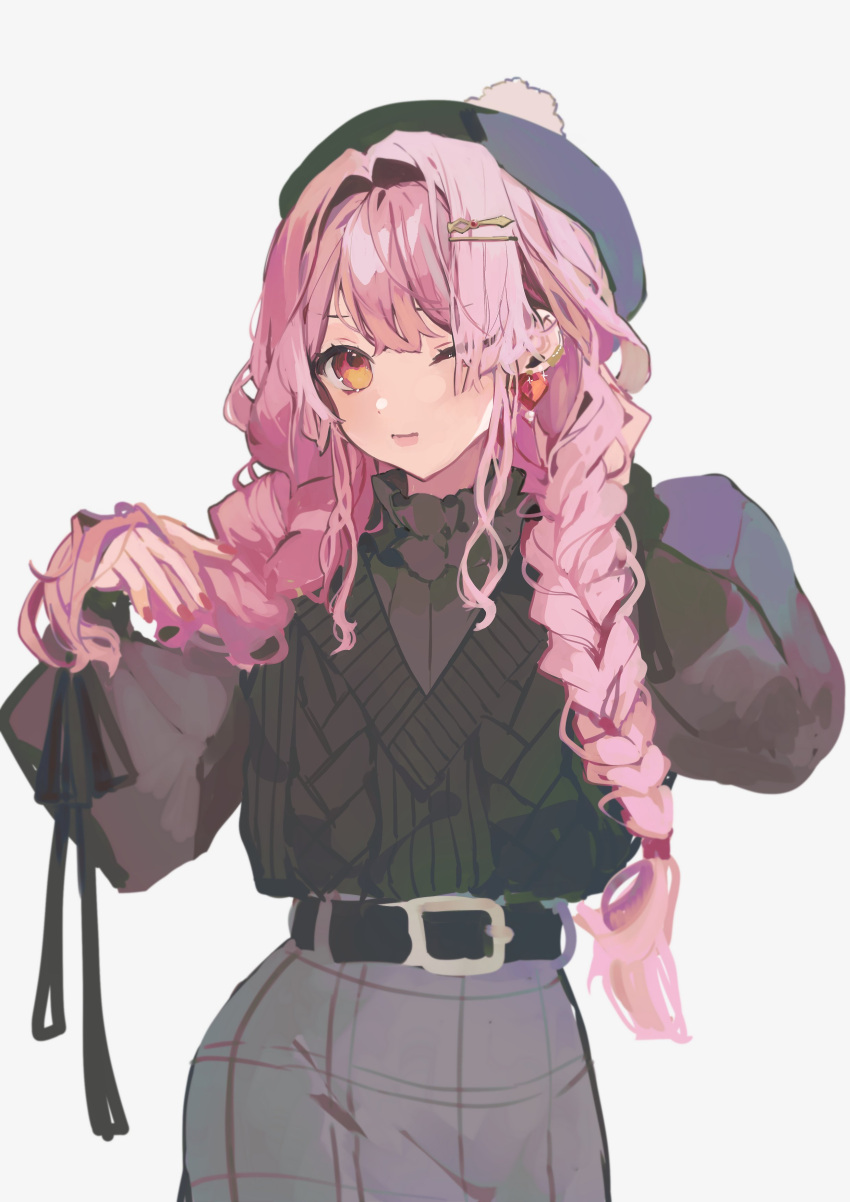 Safebooru - 1girl absurdres bangs belt beret black belt black headwear ...