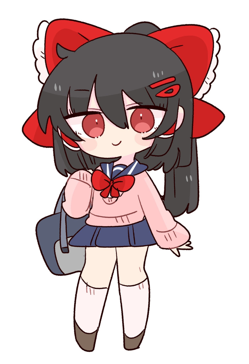 Safebooru - 1girl alternate costume blue skirt hakurei reimu highres ...