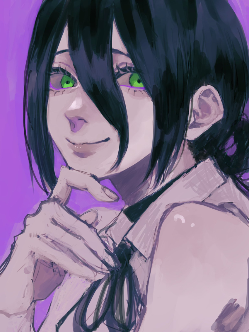 Safebooru - 1girl bangs black choker black hair black ribbon bonjindaaa chainsaw man choker ...