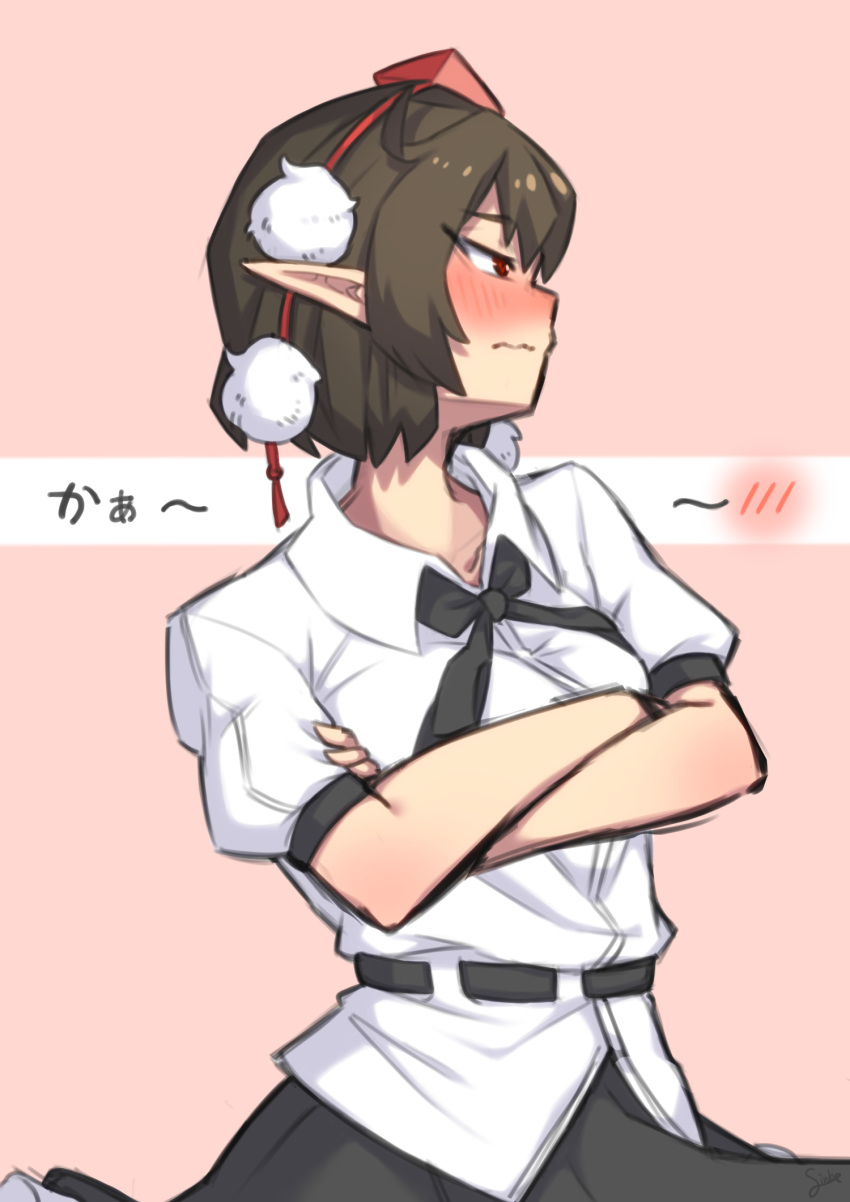 Safebooru - 1girl black ribbon black skirt blush breasts brown hair ...