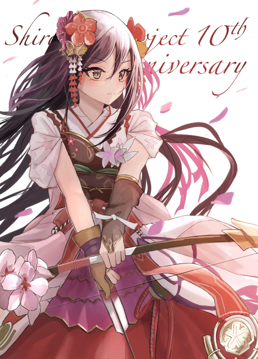 Safebooru - 1girl archery arrow (projectile) bow (weapon) flower gloves ...