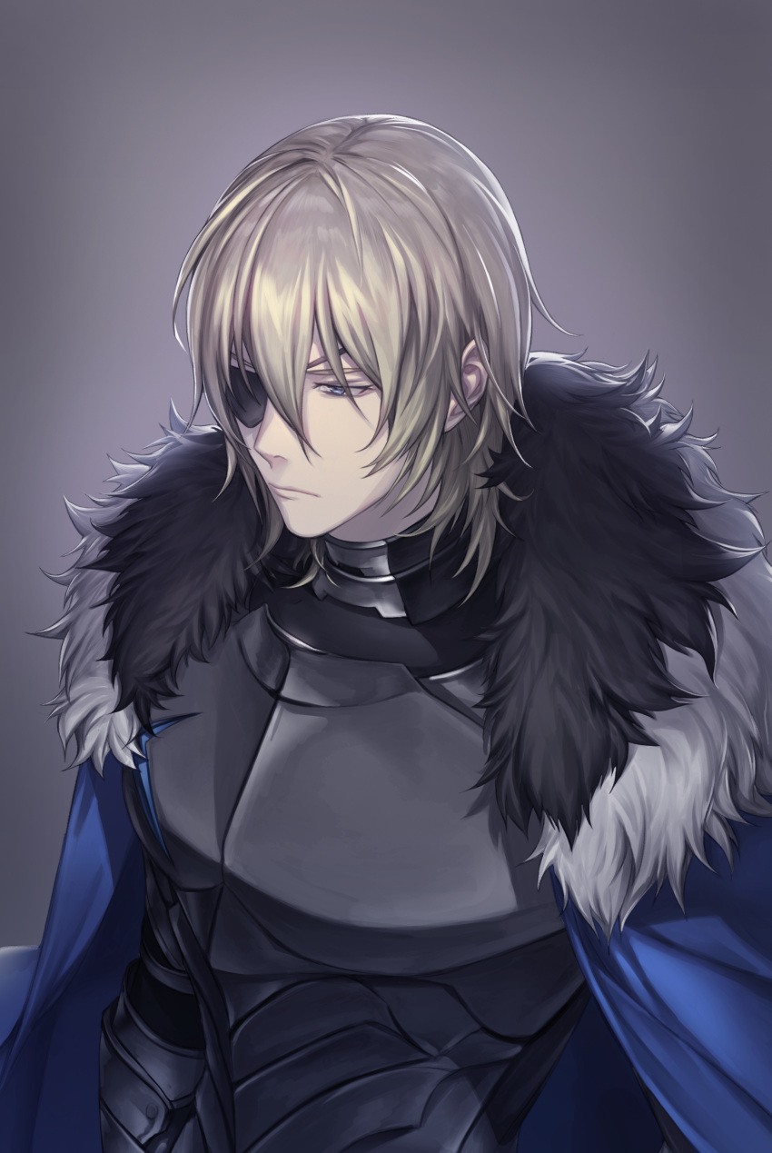 Safebooru - 1boy absurdres armor black armor black fur blonde hair blue cape blue eyes ...