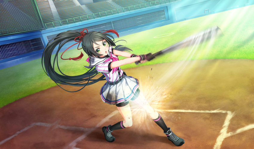 Safebooru - 1girl baseball baseball bat baseball stadium baseball ...