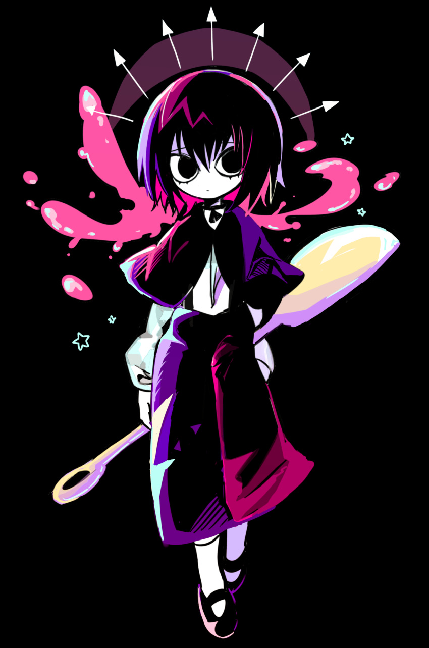 Safebooru - 1other androgynous black capelet black eyes black footwear ...