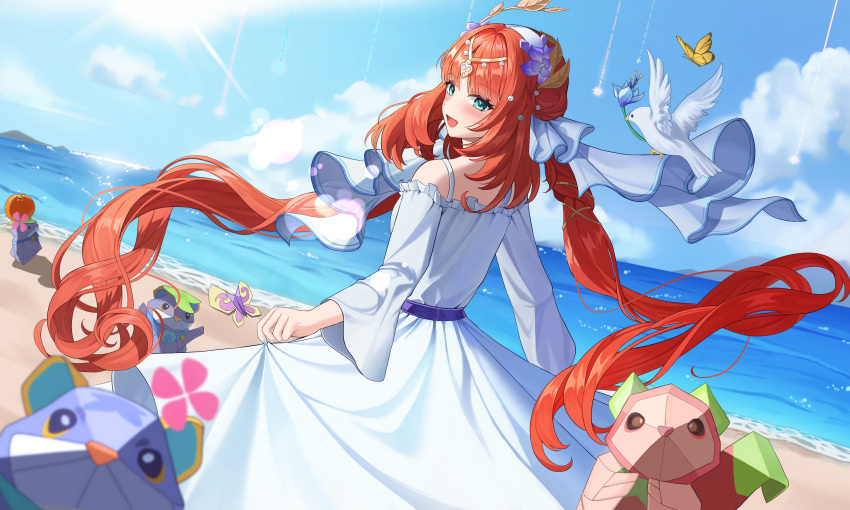 Safebooru 1girl Absurdres Aqua Eyes Bangwool Bare Shoulders Beach 6618