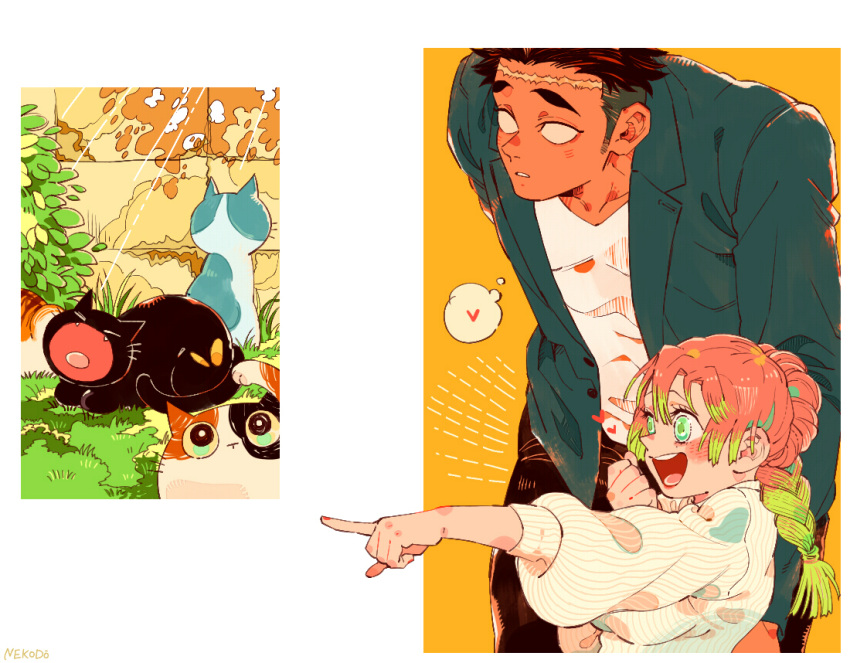 Safebooru - 1boy 1girl alternate costume alternate hairstyle black hair black pants blank eyes ...