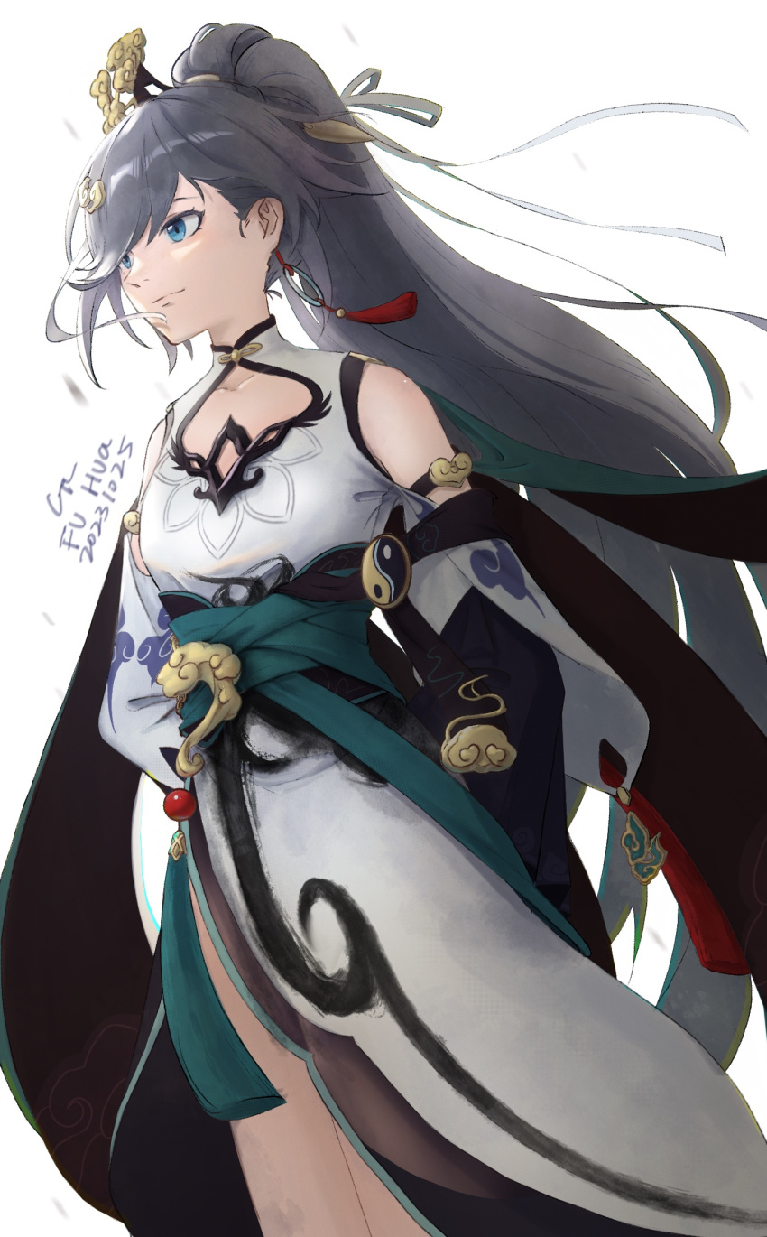 Safebooru - 1girl bare shoulders black hair blue eyes character name chinese clothes closed ...