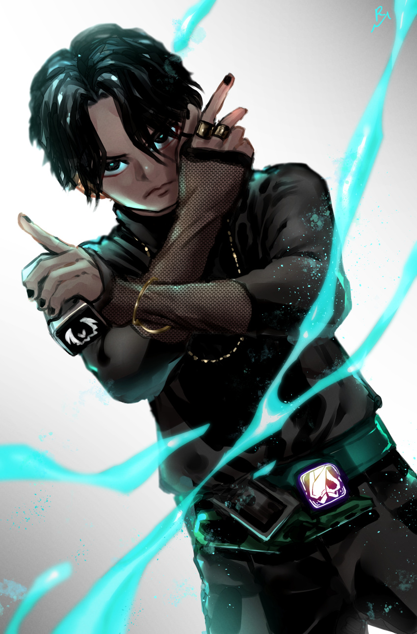 Safebooru - 1boy absurdres black nails black pants brown hair driver ...