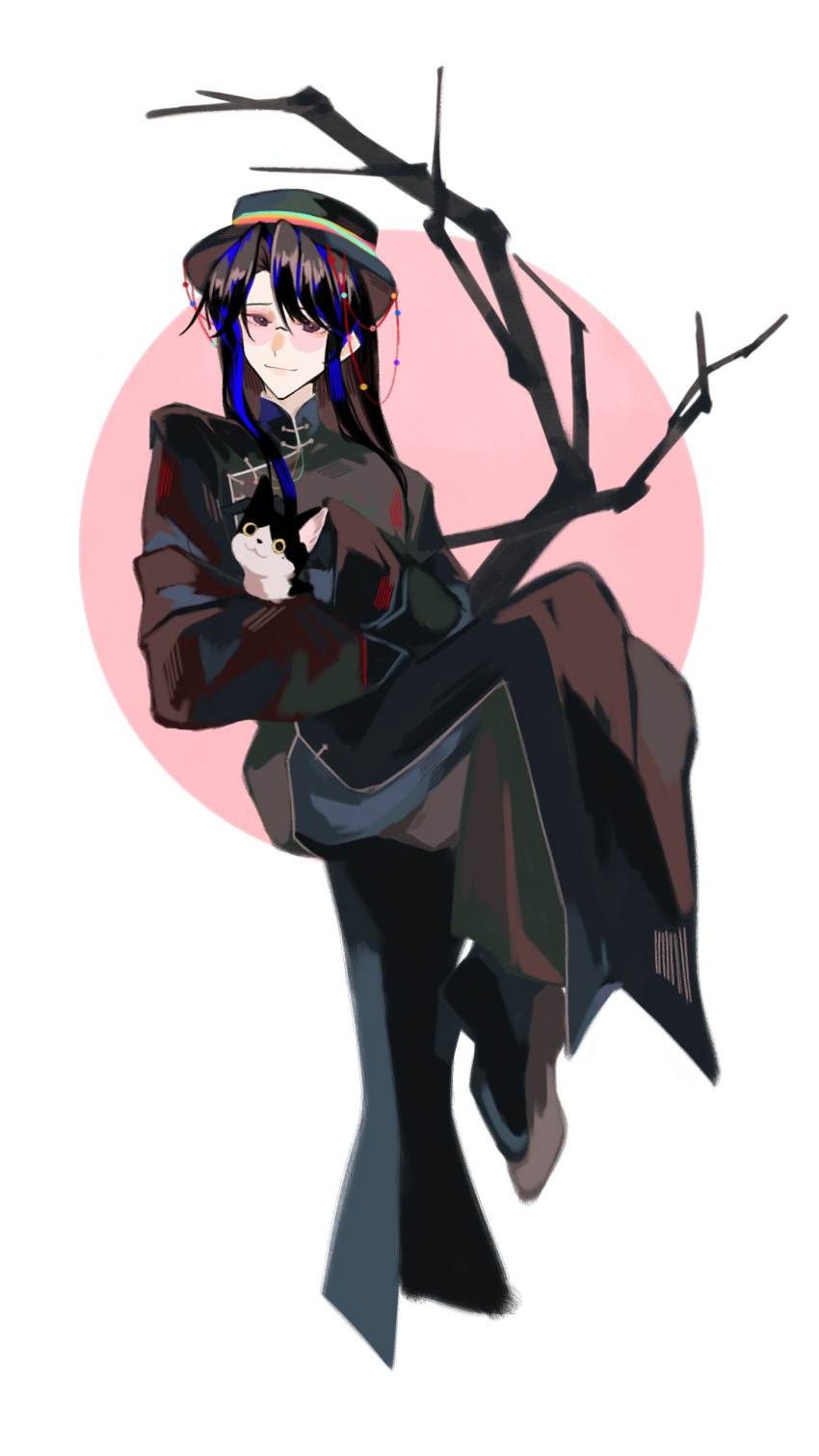 Safebooru - 1boy :3 absurdres animal animalization beads black coat black eyes black footwear ...