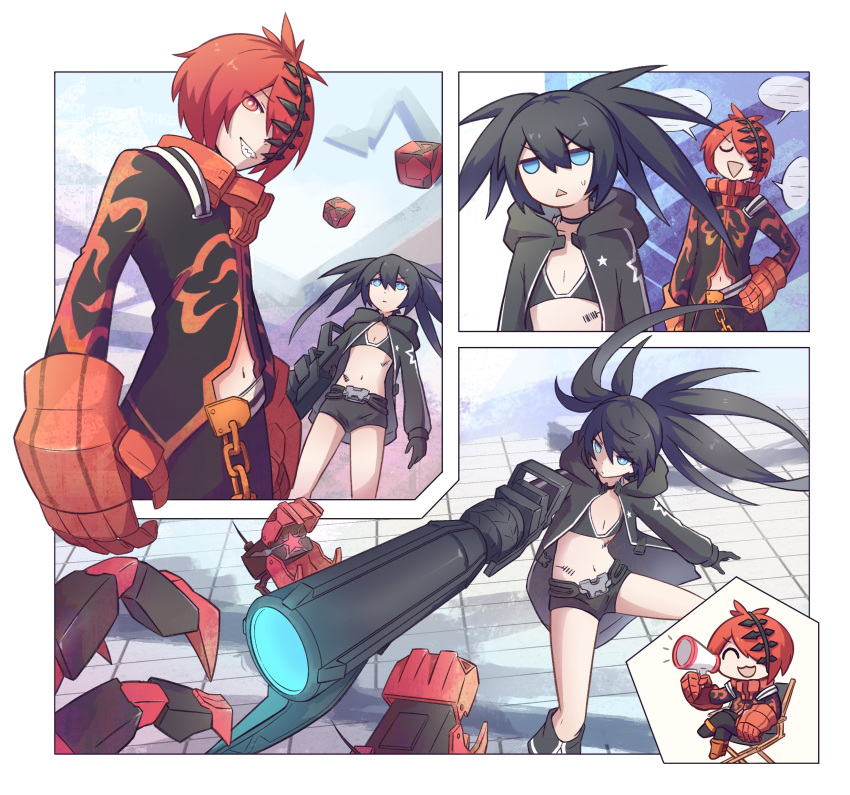 Safebooru - 1boy 1girl absurdres arm cannon armored gloves belt bikini bikini top only black ...