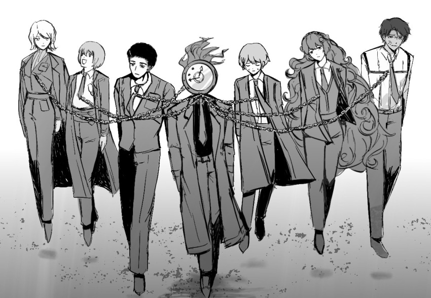 Safebooru - 1other 3boys 3girls :d anger vein black shirt chainsaw man ...