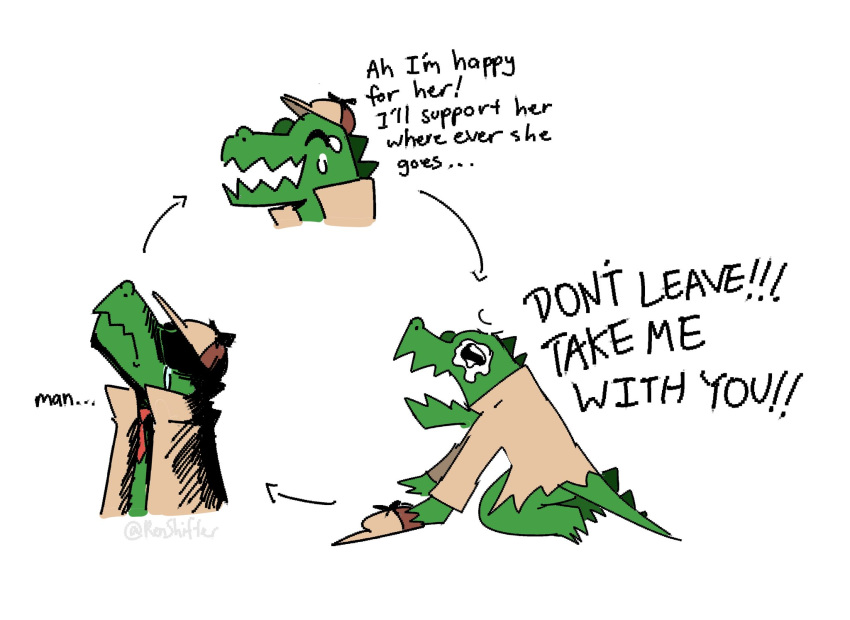 Safebooru - ! !! alligator animal focus brown coat closed eyes closed ...