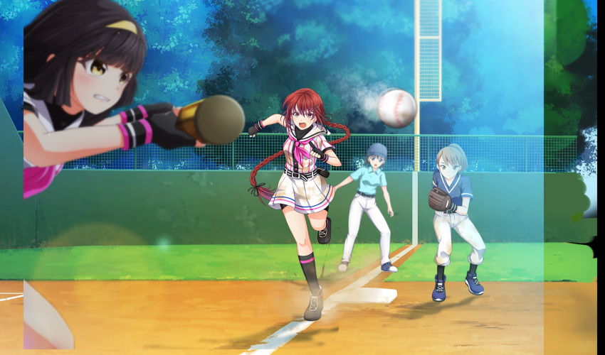 Safebooru - 4girls baseball baseball (object) baseball base baseball bat baseball cap baseball ...