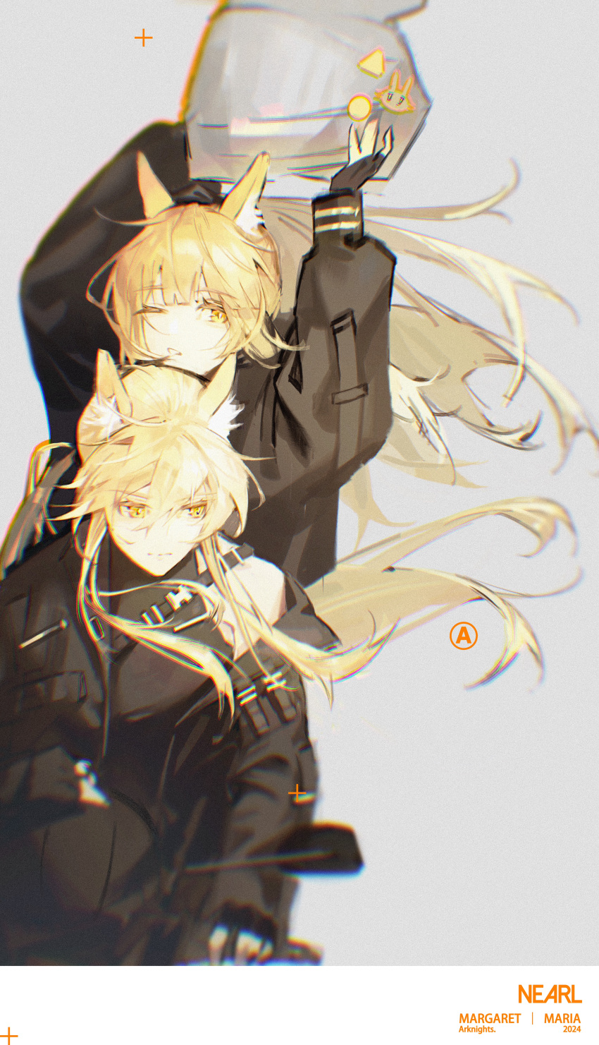 Safebooru - 2girls absurdres animal ears arknights blemishine (arknights) blonde hair grey ...