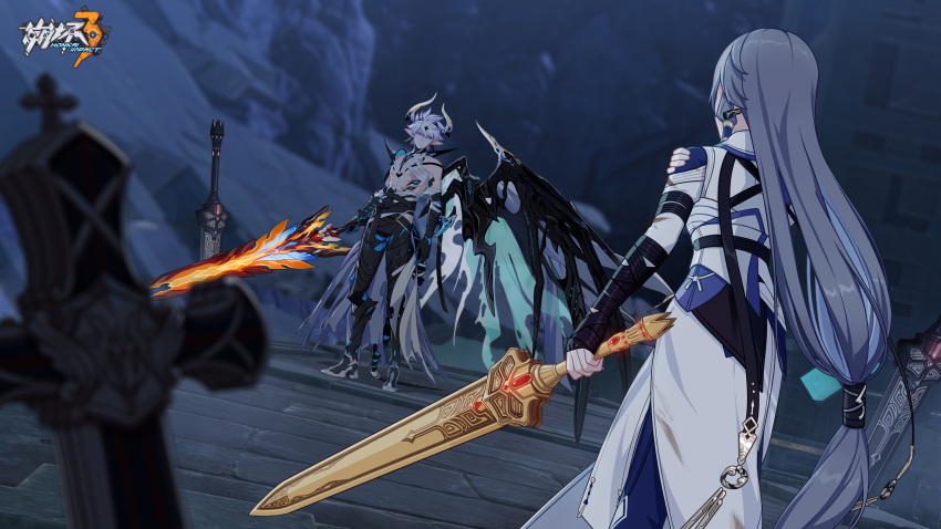 Safebooru - 1boy 1girl black wings cross fu hua fu hua (azure empyrea ...