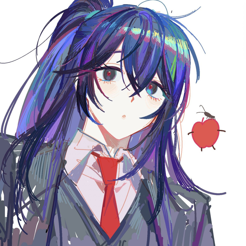 Safebooru - 1boy apple black coat black hair black vest blue eyes coat ...