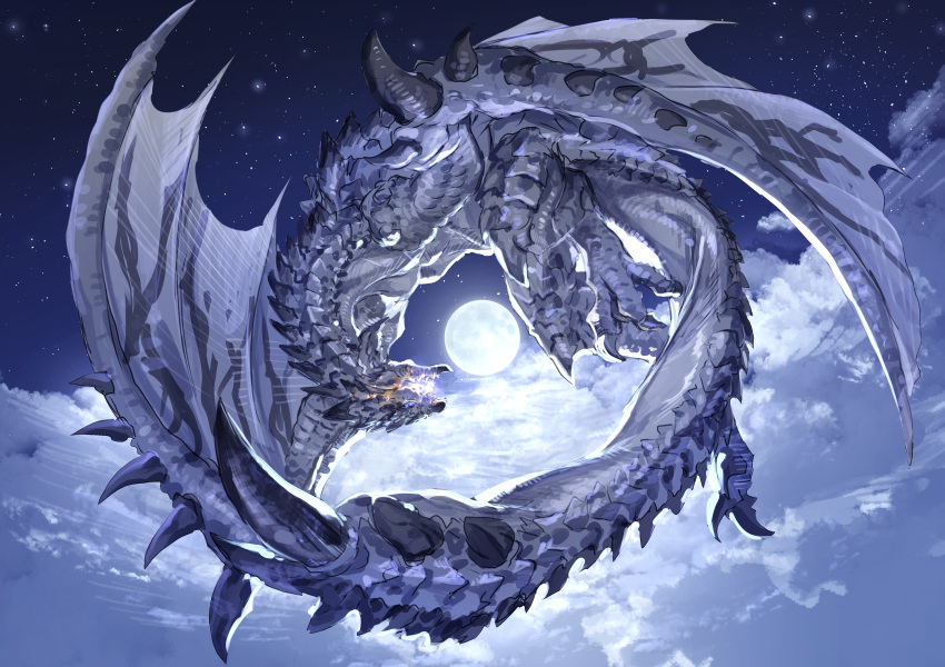 Safebooru - absurdres blue eyes breath weapon breathing fire chin spike ...