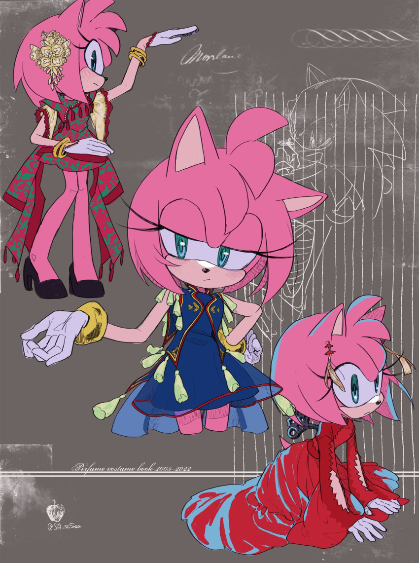 Safebooru - 1boy 1girl alternate costume amy rose animal ears animal nose black footwear blue ...