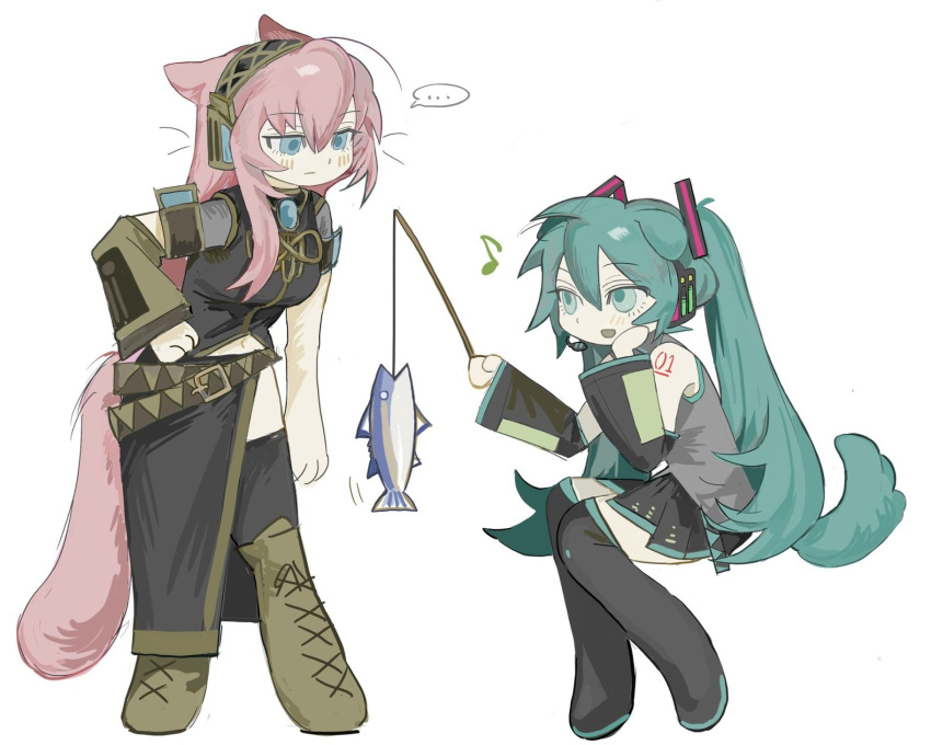 Safebooru - ... 2girls animal ears animal hands aqua eyes aqua hair ...