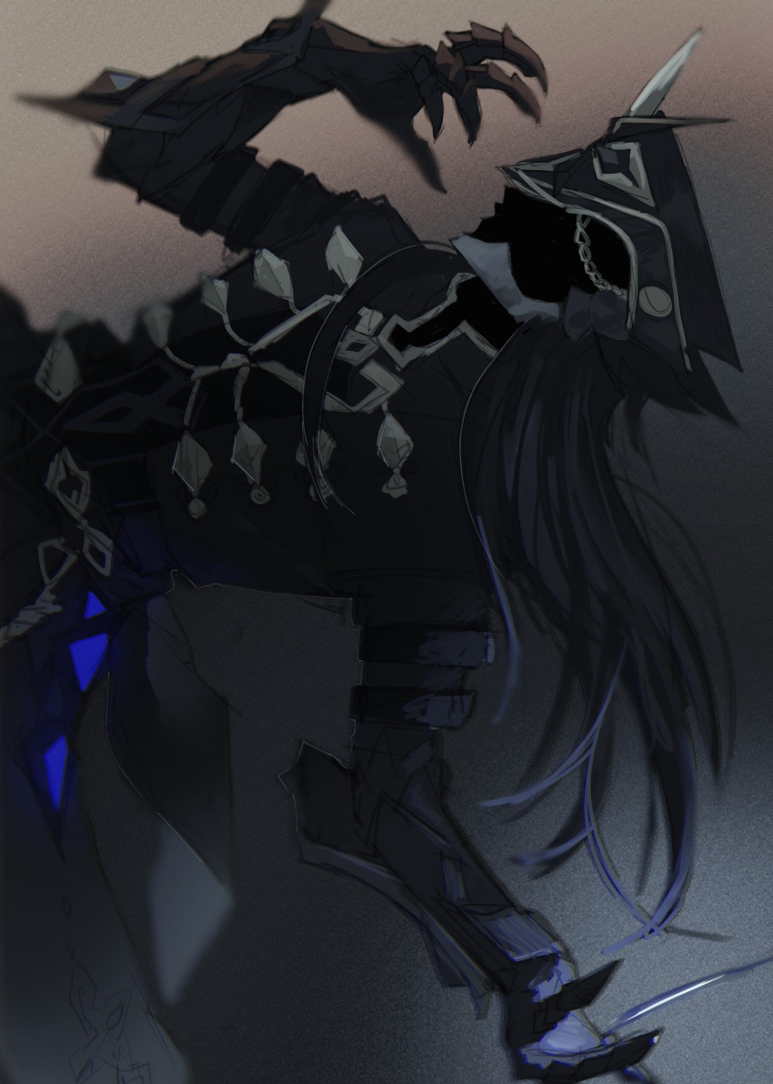 Safebooru - 1boy absurdres arm up black hair black helmet black shirt capitano (genshin impact ...