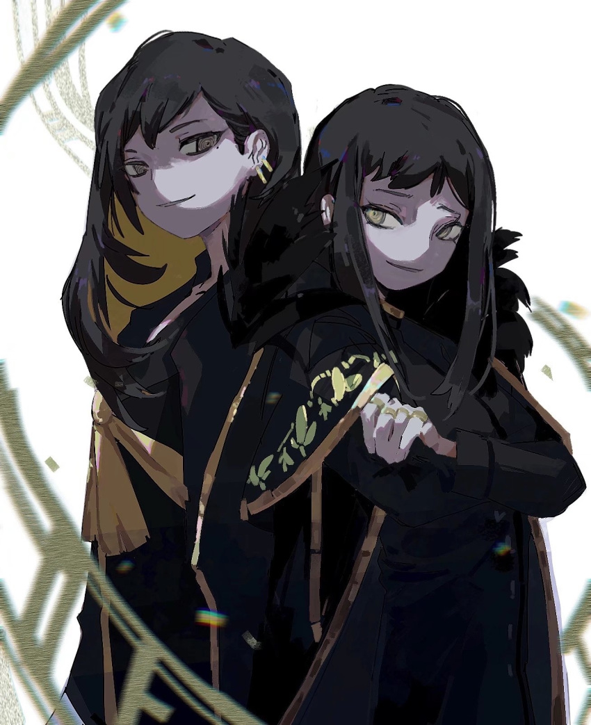 Safebooru - 2girls asaichi binah (project moon) black cape black hair ...