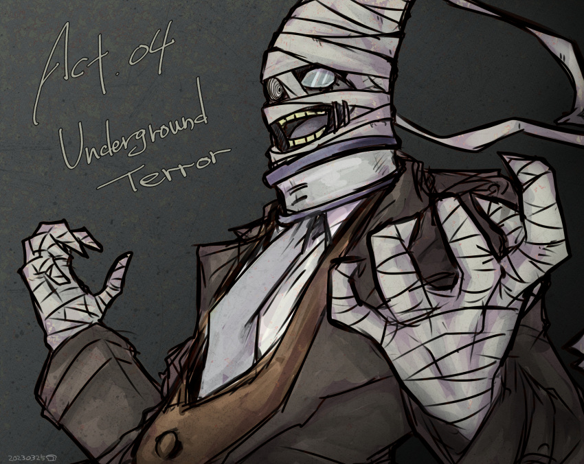 Safebooru - 1boy :o @ @ atgrbread bandages brown coat brown vest coat ...