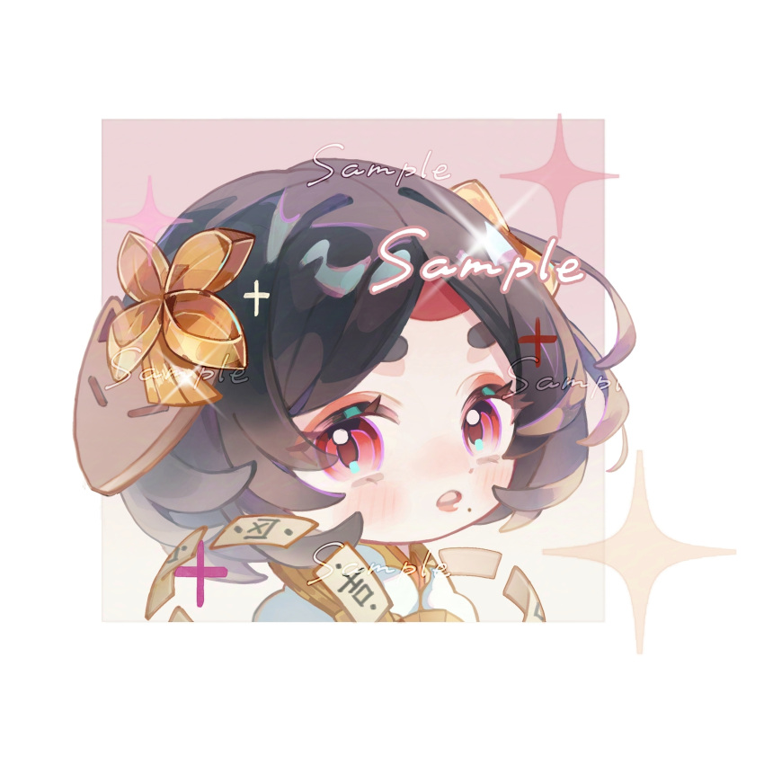 Safebooru - :o absurdres black hair bob cut border chibi commission ...