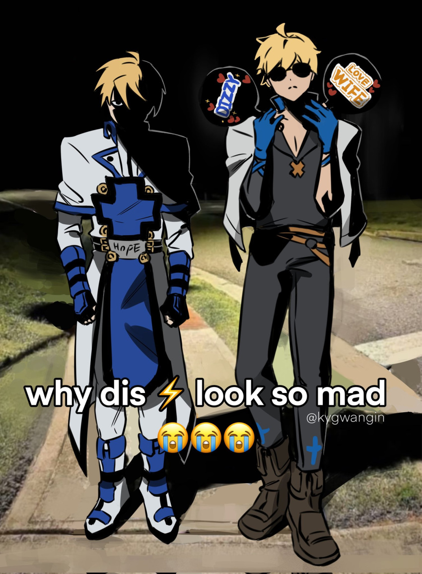 Safebooru - 1boy belt black gloves blonde hair blue gloves brown ...