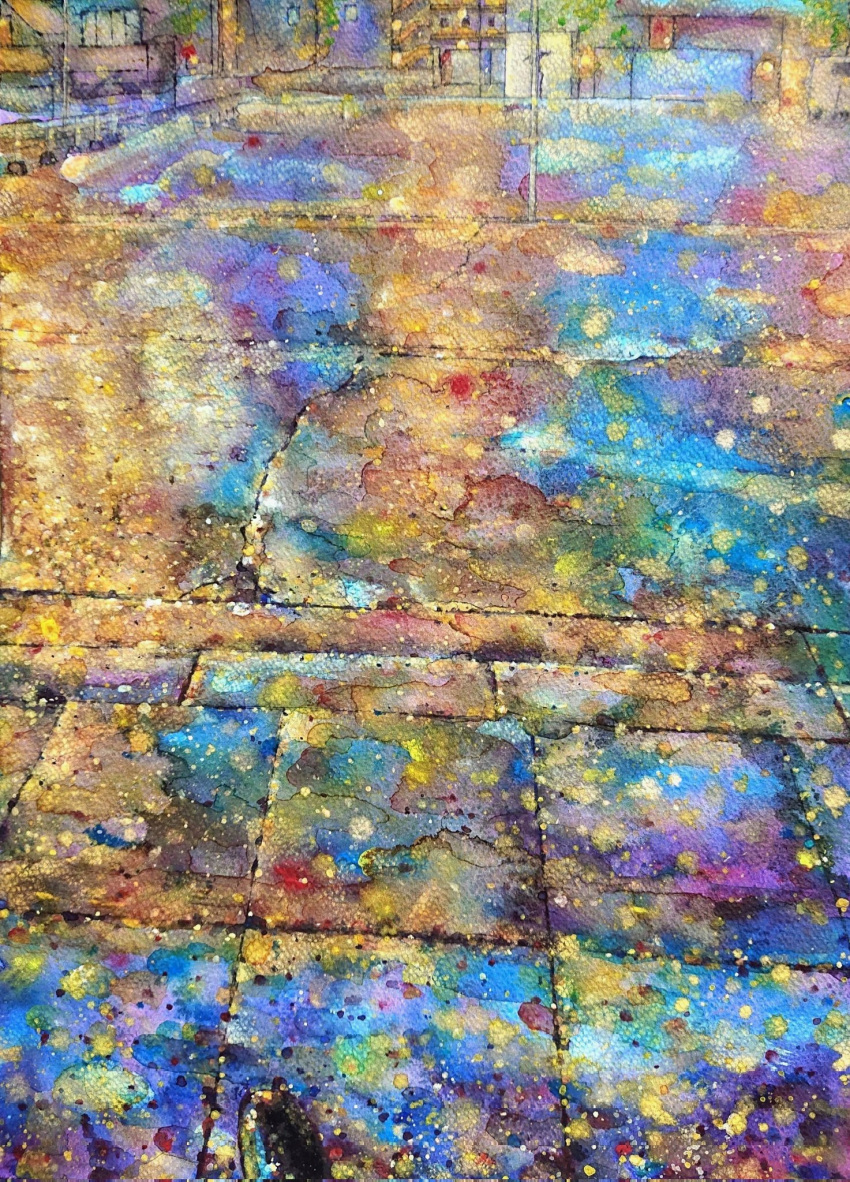 Safebooru - acrylic paint (medium) building from below highres jobanni ...