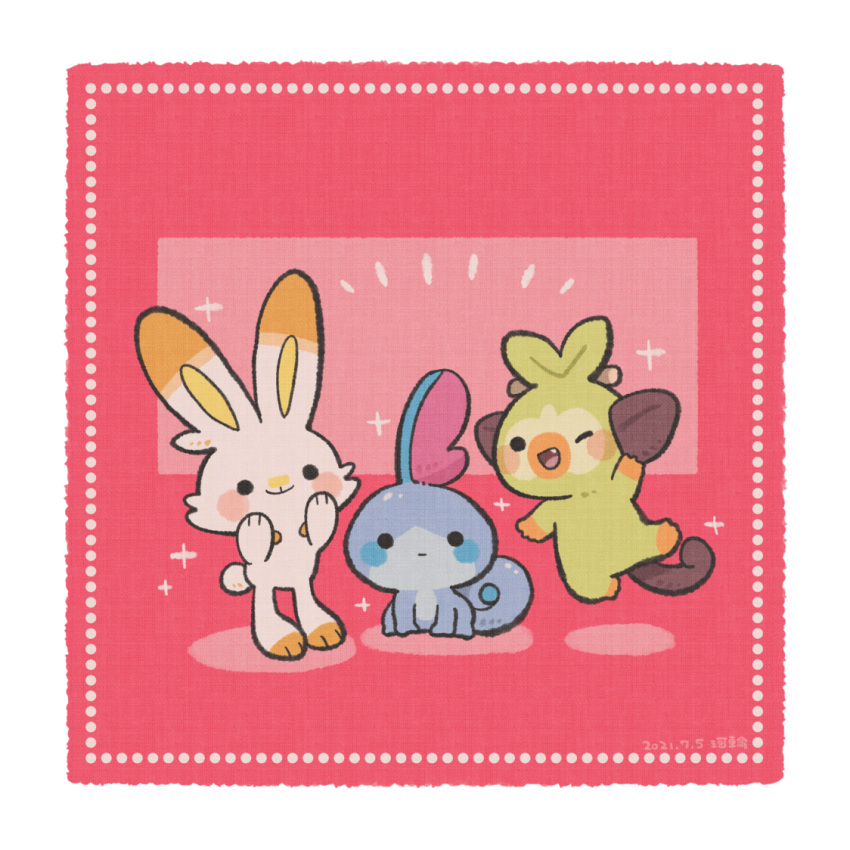 Safebooru - border closed mouth expressionless fang full body grookey ...