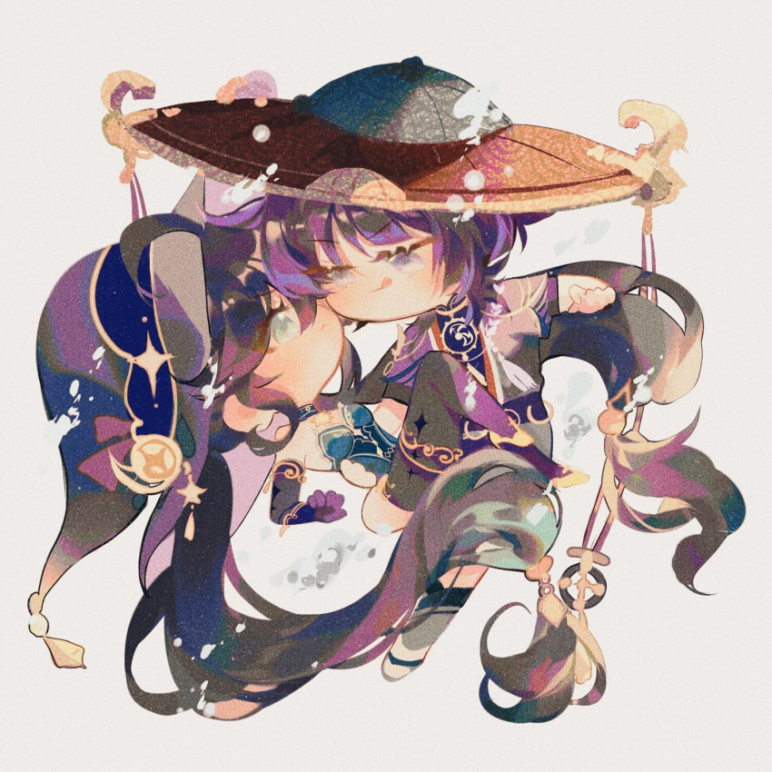 Safebooru - 1boy 1girl :d absurdly long hair black bodysuit black hair ...