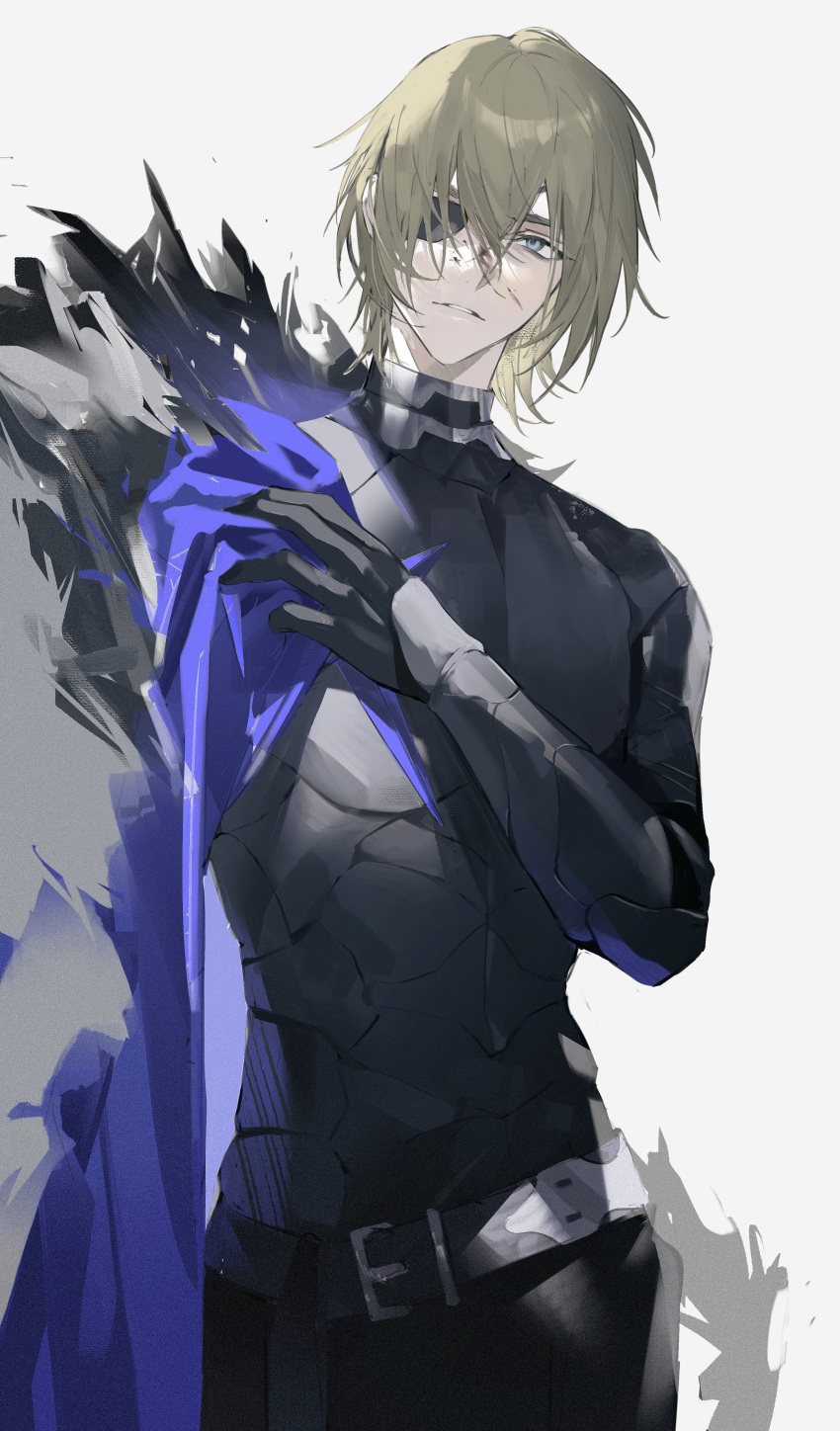 Safebooru - 1boy absurdres ameinu arm up armor armored gloves belt belt buckle black armor black ...