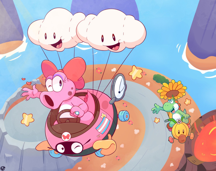 Safebooru - birdo clouds enderart5 heart highres mario kart molten rock ...