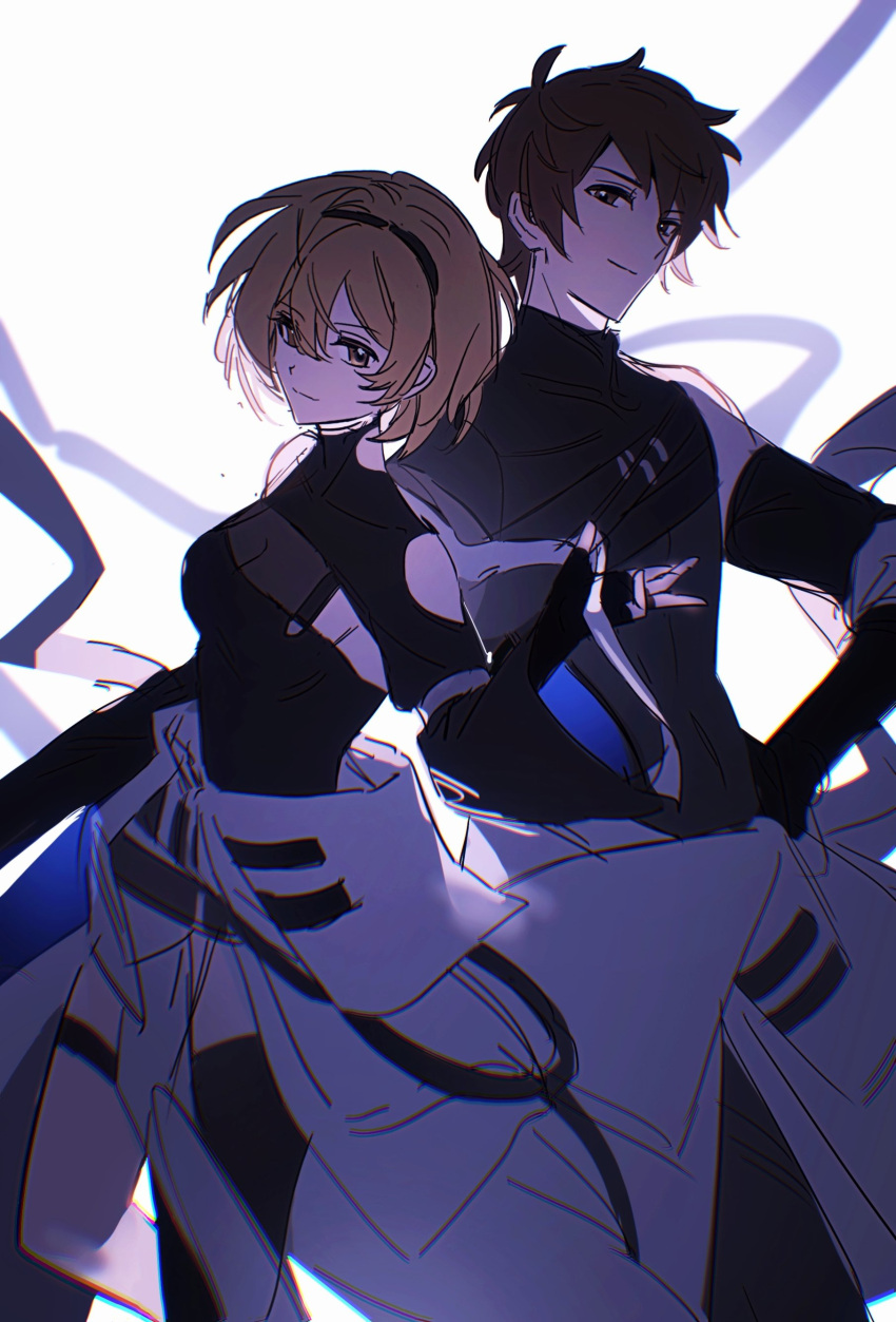 Safebooru - 1boy 1girl absurdres armored boots belt blonde hair boots brown hair djeeta ...