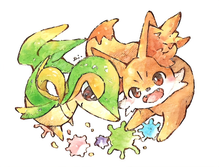 Safebooru - brown eyes closed mouth fangs fennekin half-closed eyes ...