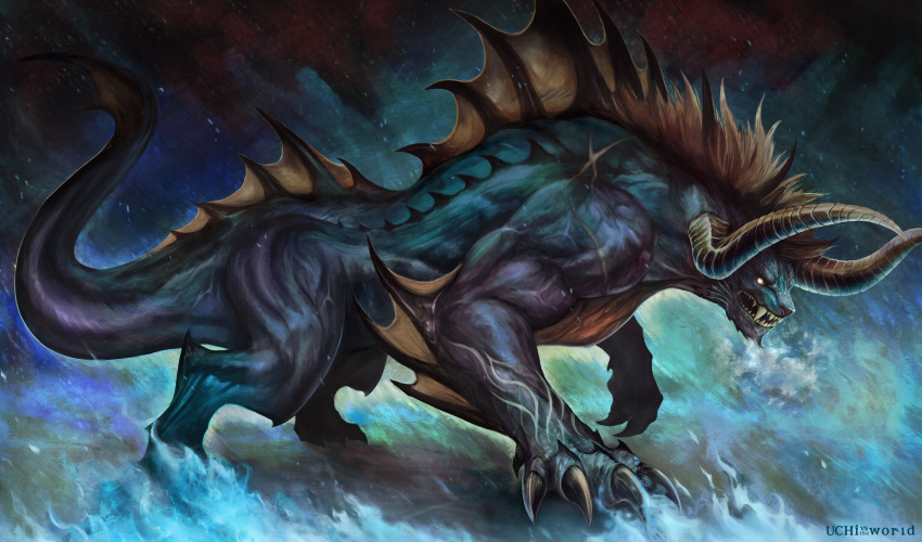 Safebooru - absurdres behemoth behemoth (final fantasy) blue fire brown ...