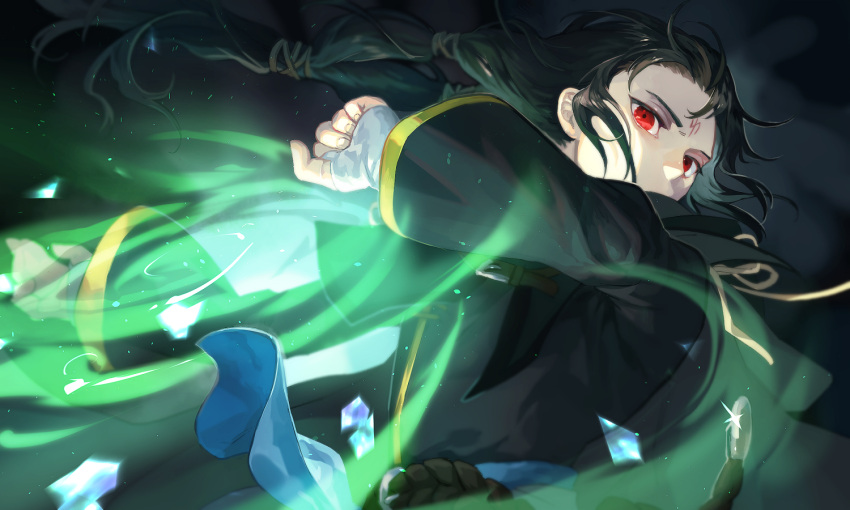 Safebooru - 1boy black robe casting spell commentary request facial ...