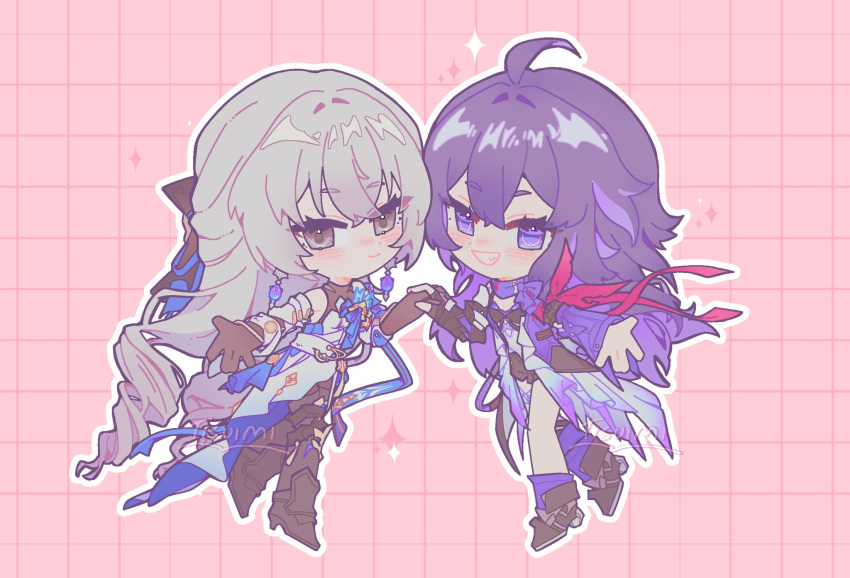 Safebooru - 2girls blue eyes blue hair bronya rand chibi chibi only ...