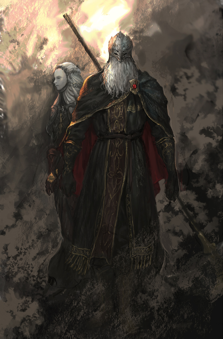 Safebooru - 2boys black gloves black robe cape cloak elden ring elden ...