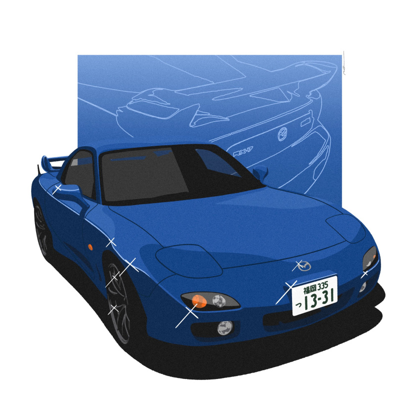 Safebooru - blue car car commission english commentary glint highres ...