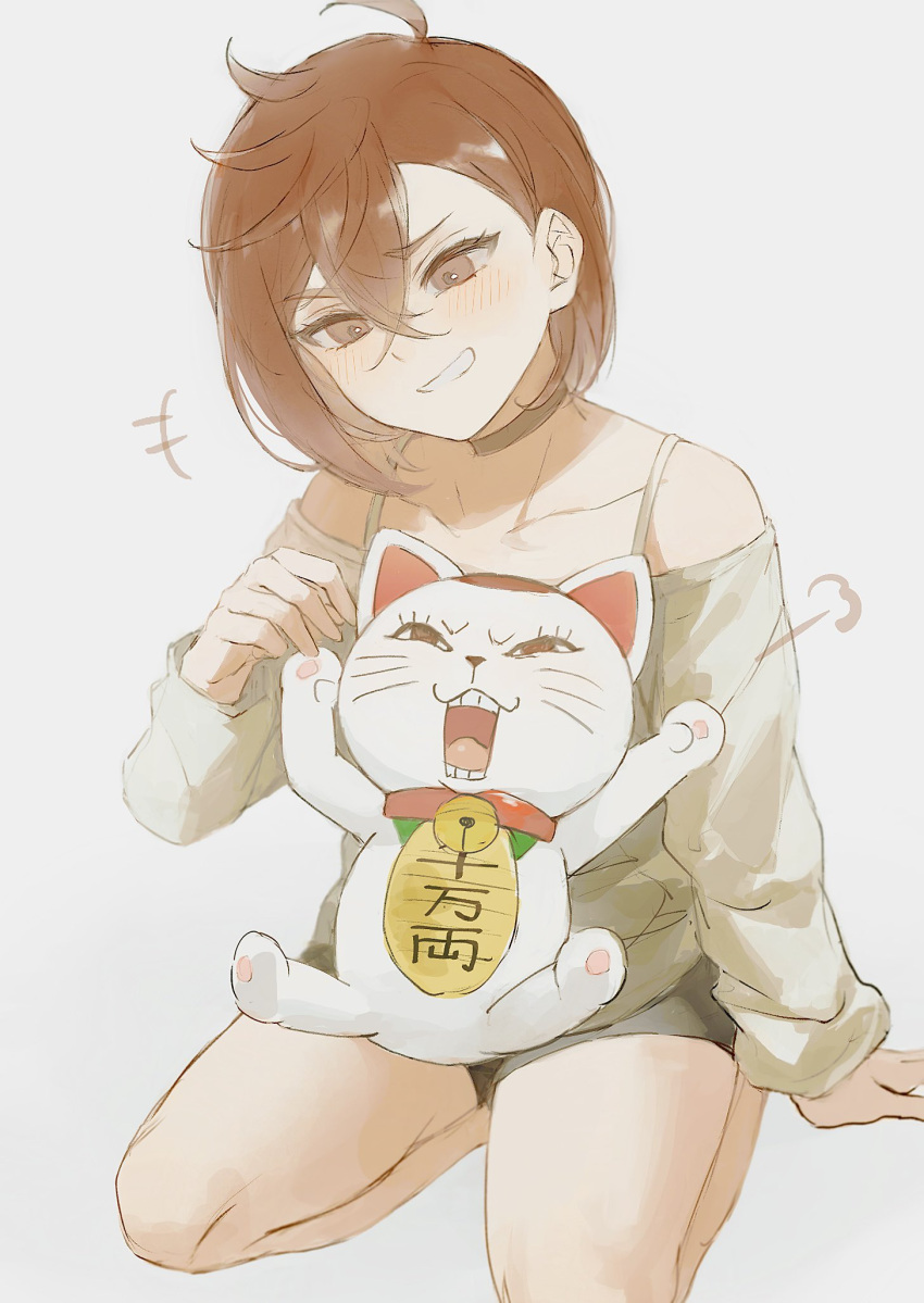 Safebooru - +++ 1girl angry arm support ayase momo bare legs bare shoulders bell black choker ...