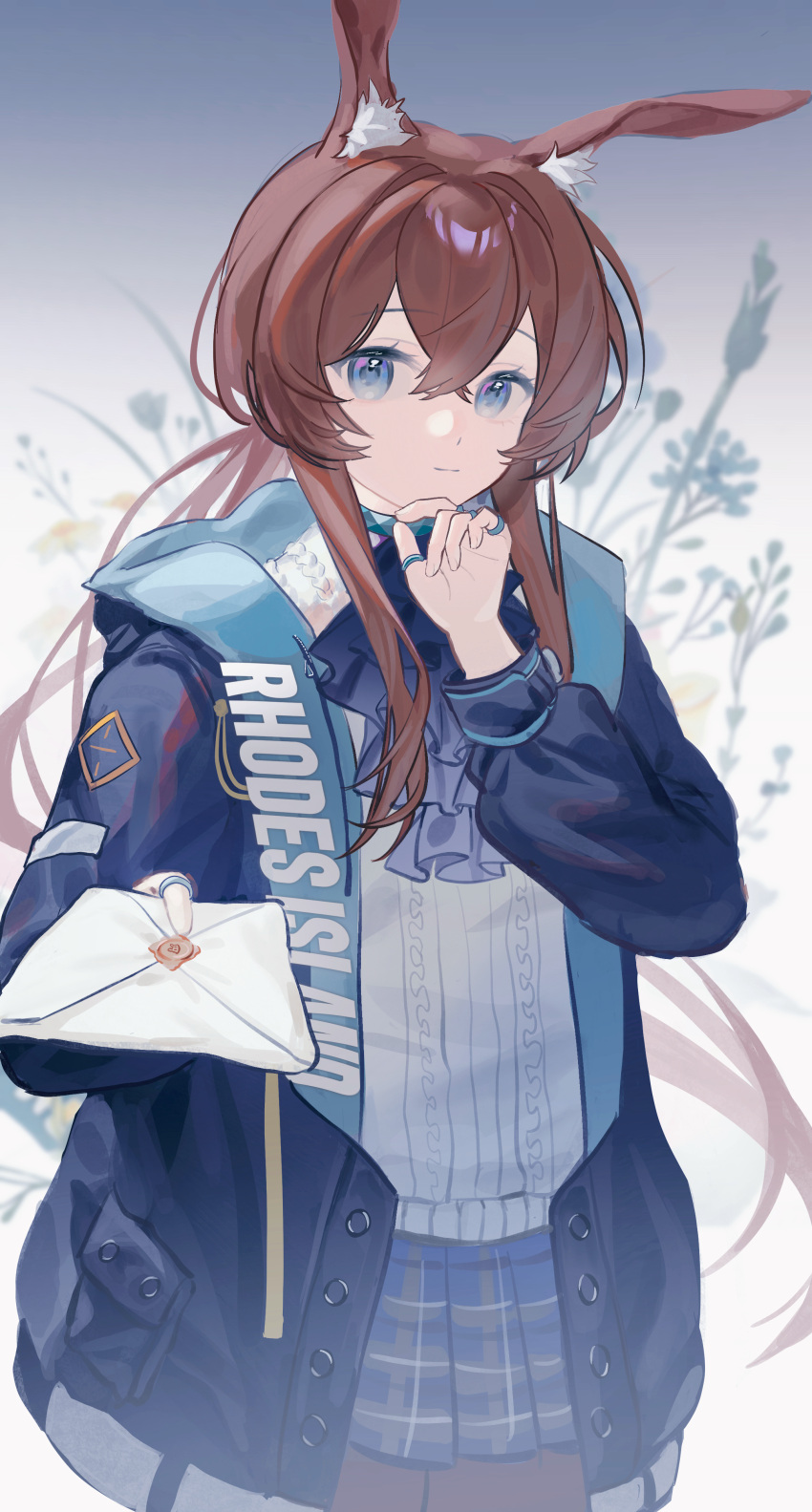 Safebooru - 1girl absurdres amiya (arknights) animal ears arknights ascot black coat blue eyes ...