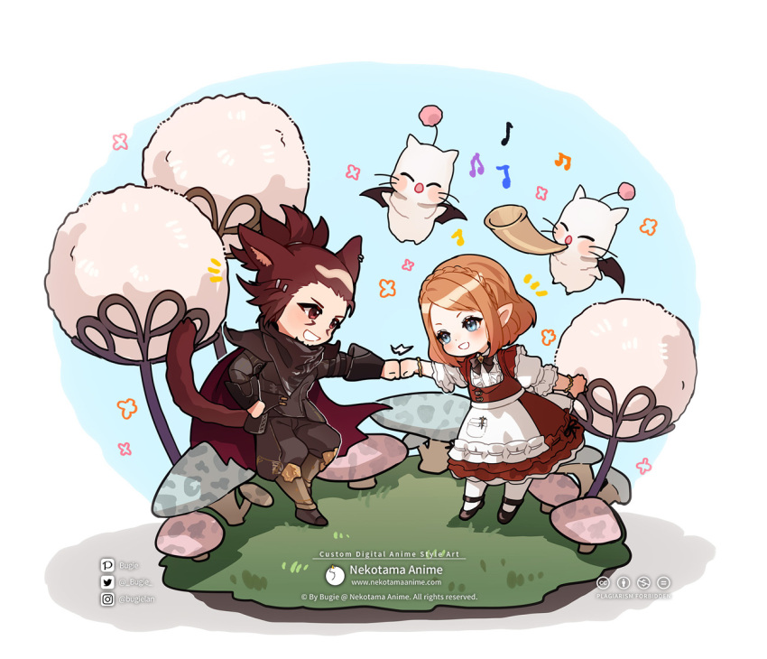 Safebooru - 1boy 1girl animal ears apron black cloak black footwear ...