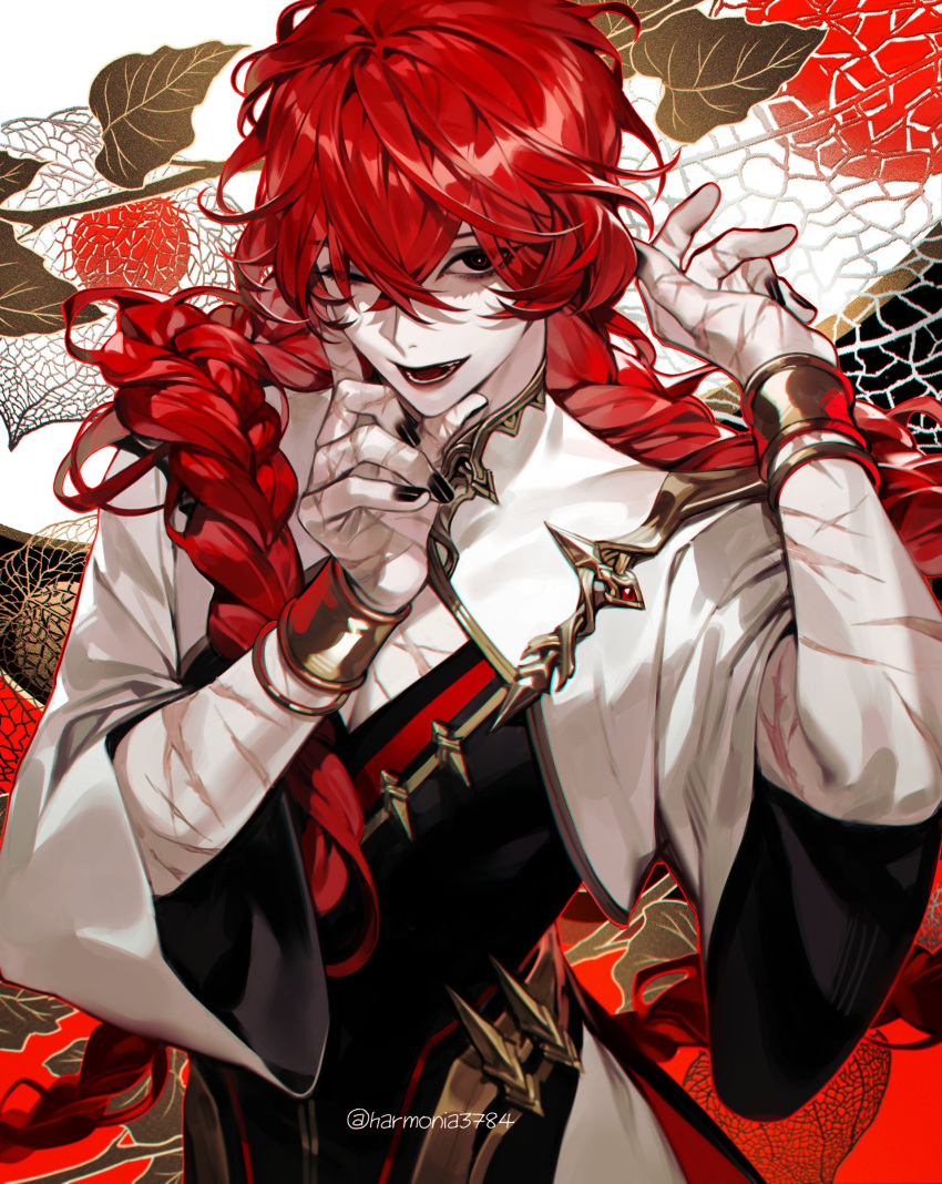 Safebooru - 1boy absurdres amandasu black eyes black nails black vest ...