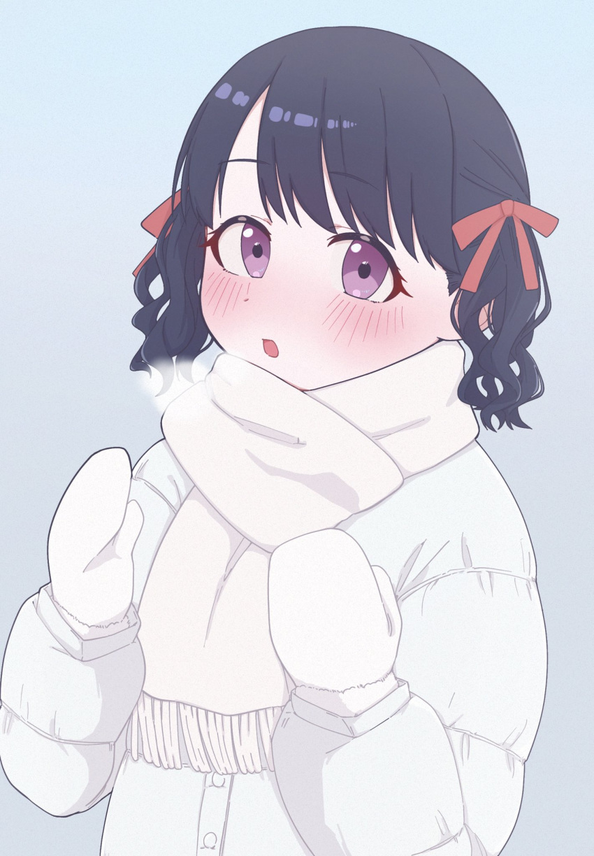 Safebooru - 1girl asari shiguren1 black hair blue background blue eyes ...