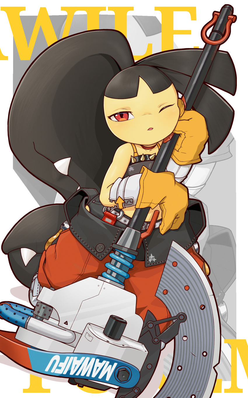 Safebooru - 1girl absurdres axe battle axe belt detached pants extra mouth gloves highres ...