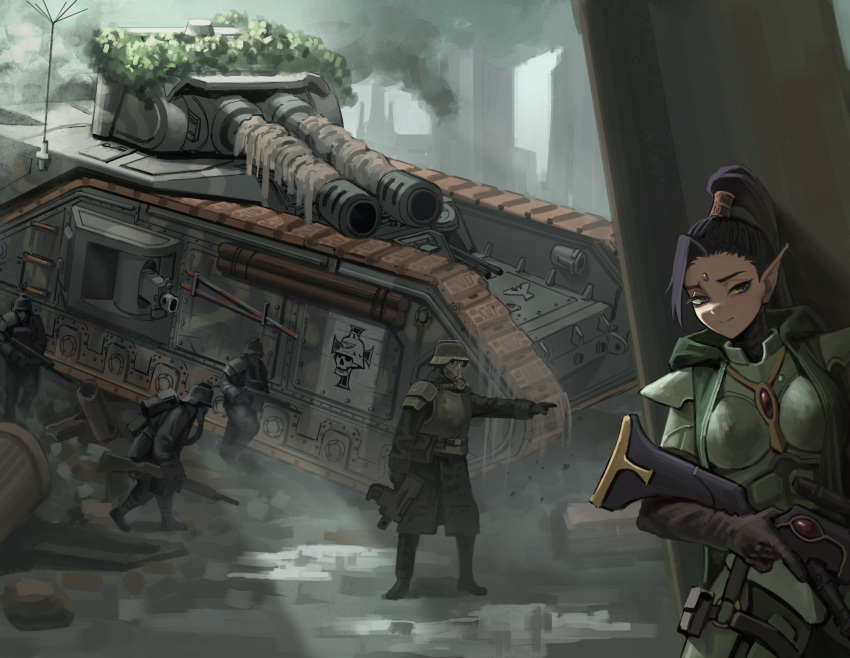 Safebooru - 1girl absurdres caterpillar tracks closed mouth cowboy shot ...