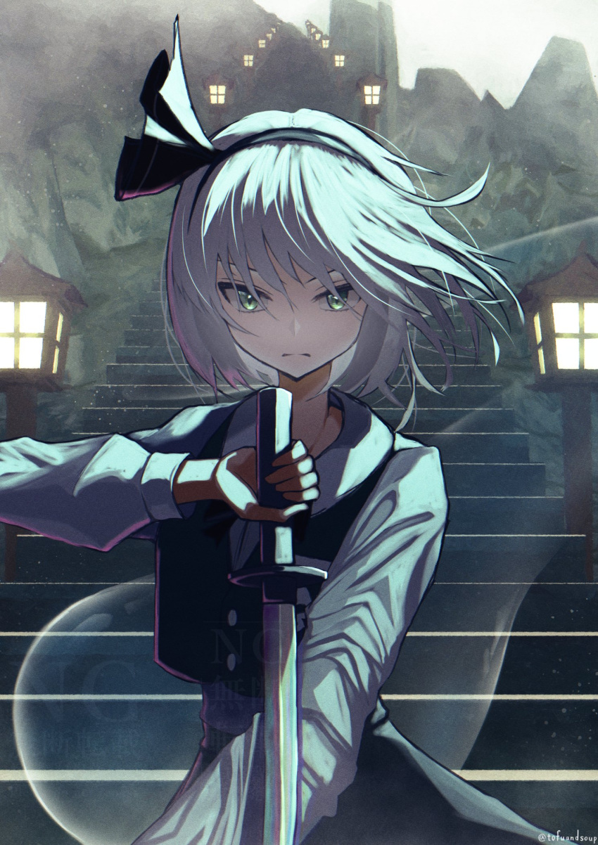 Safebooru - black bow black bowtie black hairband bow bowtie green ...