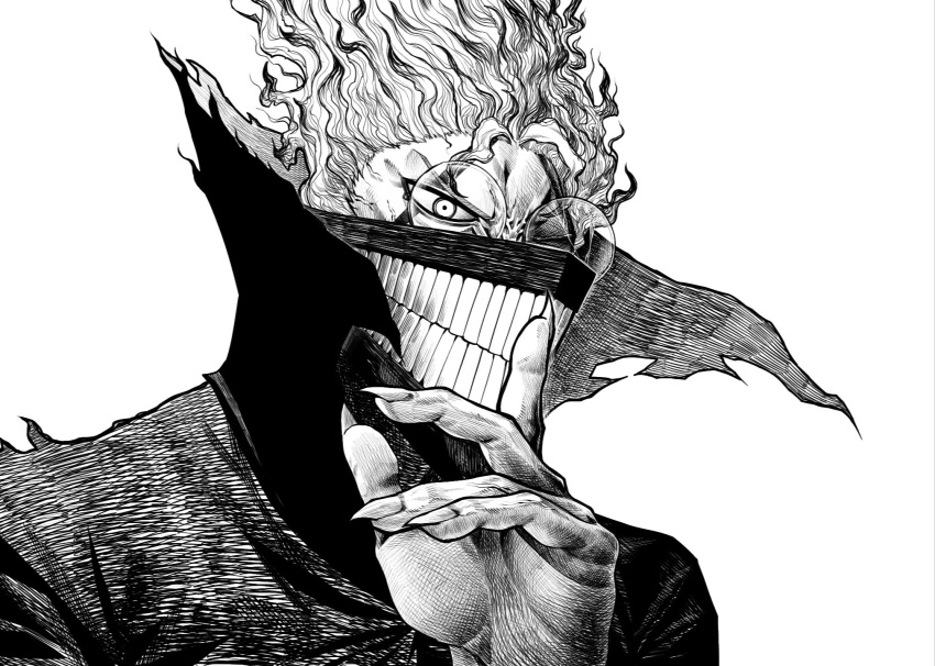 Safebooru - 1boy alternate form dandadan facial mark finger to mouth ...