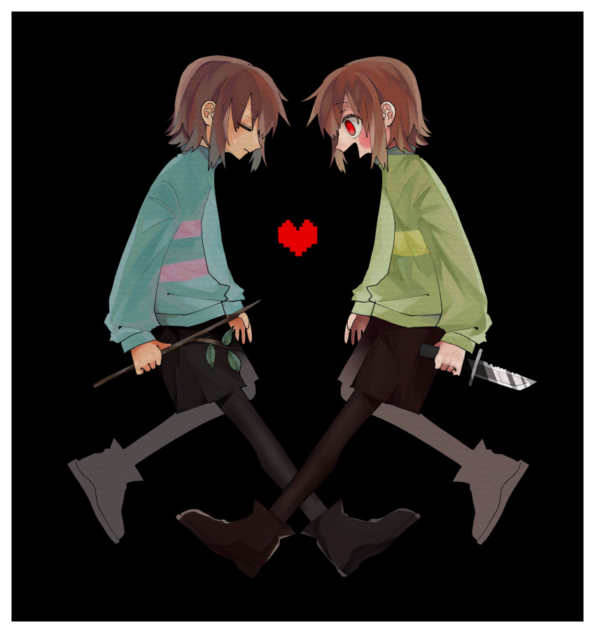 Safebooru - 2others absurdres black background black footwear black ...